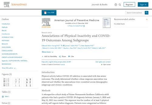 Associations of Physical Inactivity and COVID-19 Outcomes Among ...