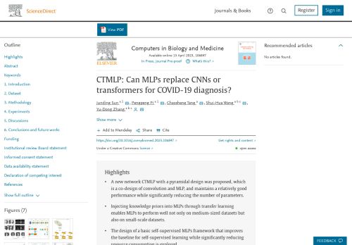 CTMLP: Can MLPs replace CNNs or transformers for COVID-19 diagnosis ... CTMLP: Can MLPs replace CNNs or transformers for COVID-19 diagnosis ...