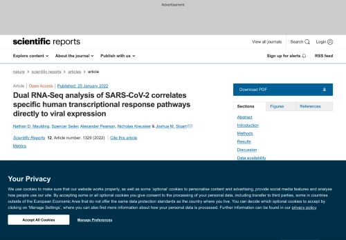 Dual RNA-Seq analysis of SARS-CoV-2 correlates specific human ...