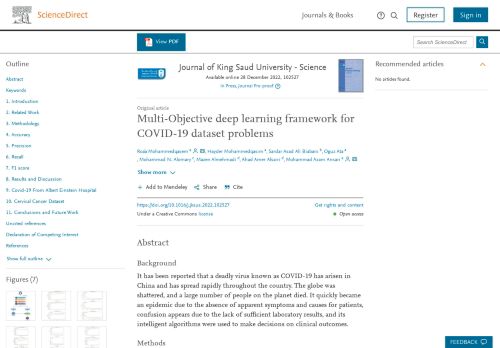 Multi-Objective deep learning framework for COVID-19 dataset problems ... Multi-Objective deep learning framework for COVID-19 dataset problems ...
