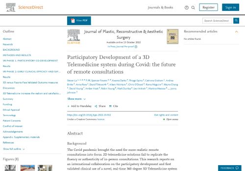 Participatory Development of a 3D Telemedicine system during Covid: the ... Participatory Development of a 3D Telemedicine system during Covid: the ...