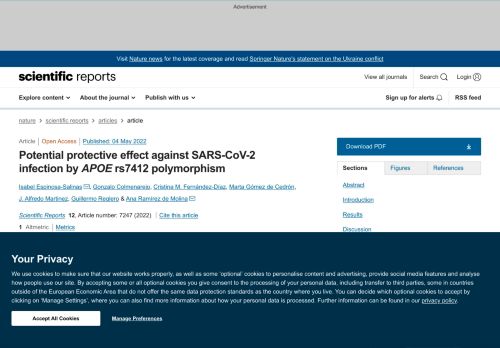 Potential protective effect against SARS-CoV-2 infection by APOE rs7412 ...