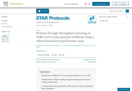 Protocol For High Throughput Screening Of Sars Cov 2 Main Protease Inhibitors Using A Robust