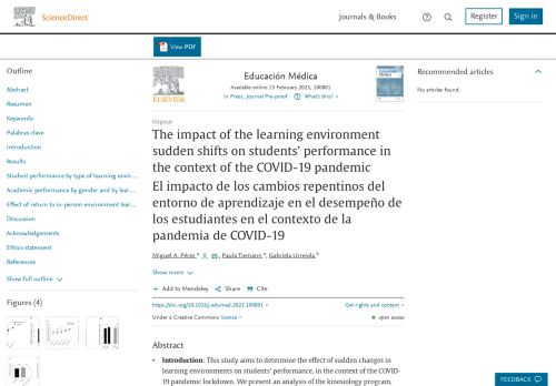 The impact of the learning environment sudden shifts on students ...