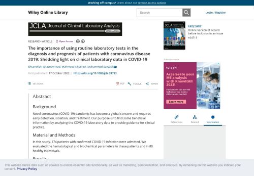 The importance of using routine laboratory tests in the diagnosis and ...