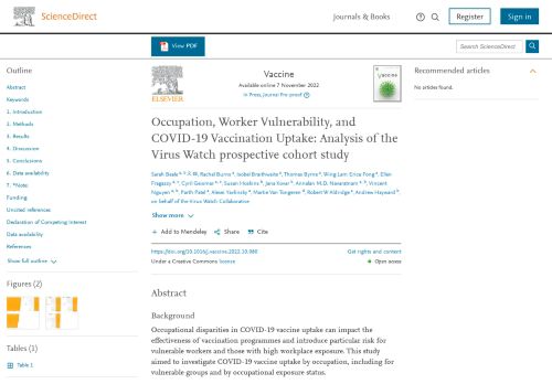 Occupation, Worker Vulnerability, and COVID-19 Vaccination Uptake ...